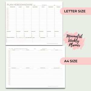Undated French Weekly Planner Printable Time Management Hourly Planner ...