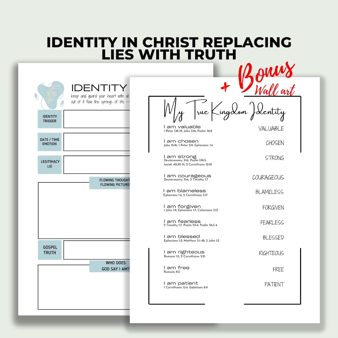 Identity in Christ Printable Worksheet Growing in Christ Worksheet ...
