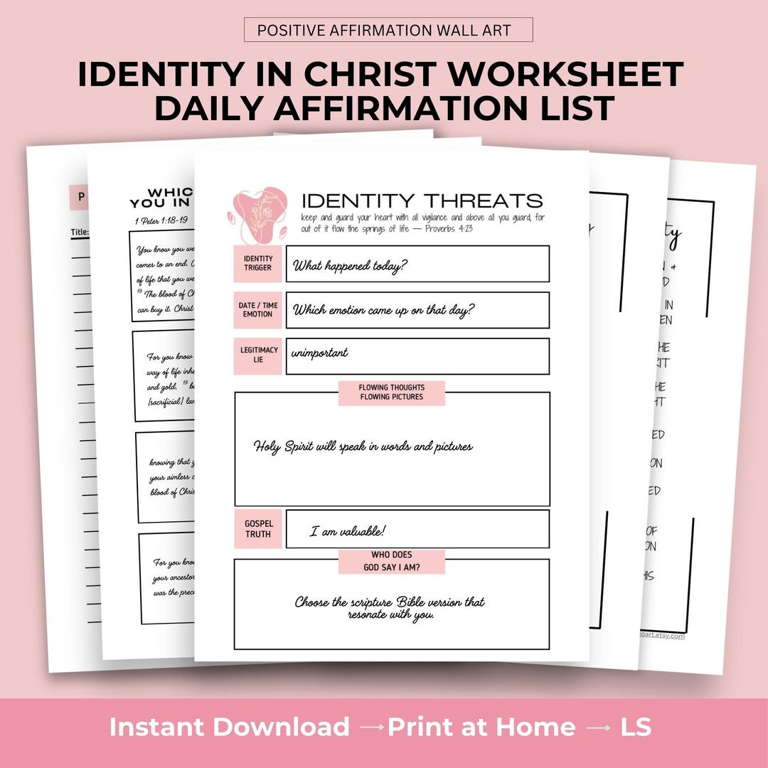 Identity in Christ Worksheet Journal Printable Scripture Words ...