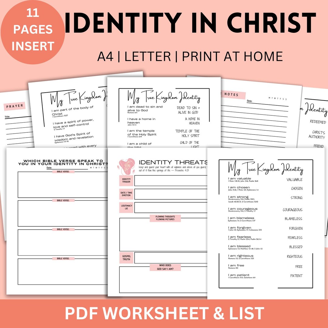 Identity in Christ Printable Worksheet for Christian Women Group ...