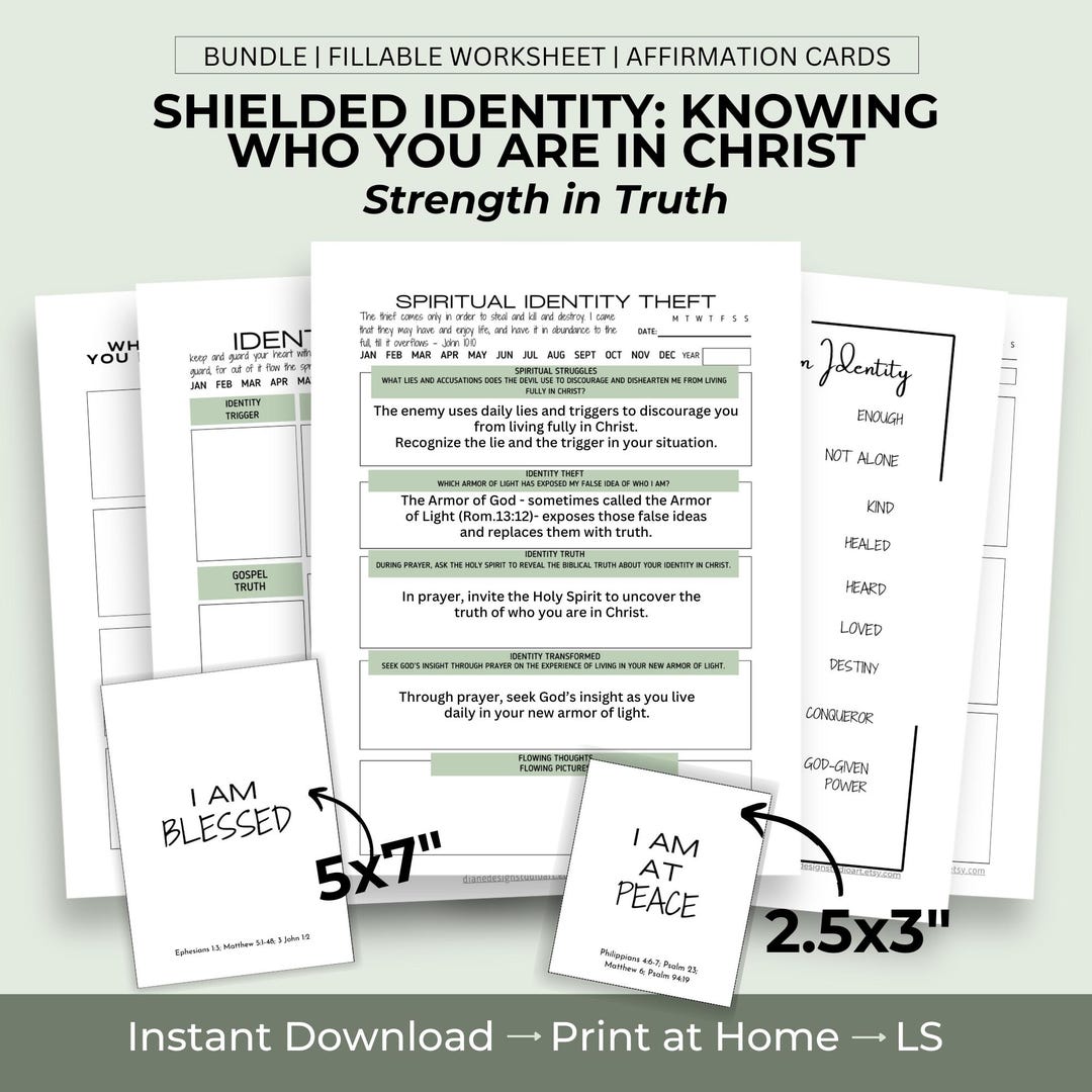 Printable Identity in Christ Affirmation Card Inner Work Self Awareness ...