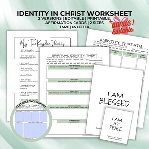 Identity in Christ Printable Worksheet Printable Editable Page ...