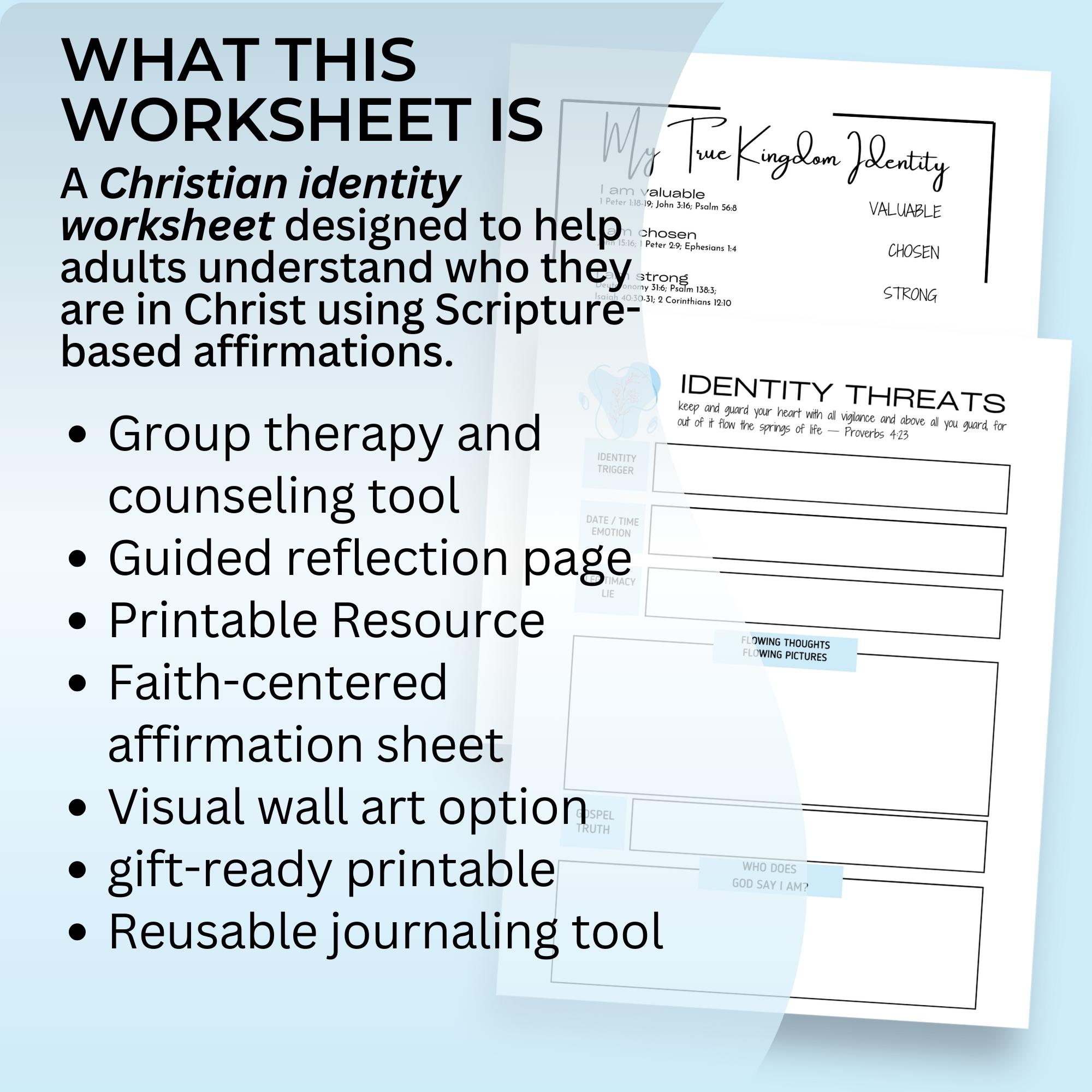 Identity in Christ Printable Worksheet Daily Positive Affirmation ...