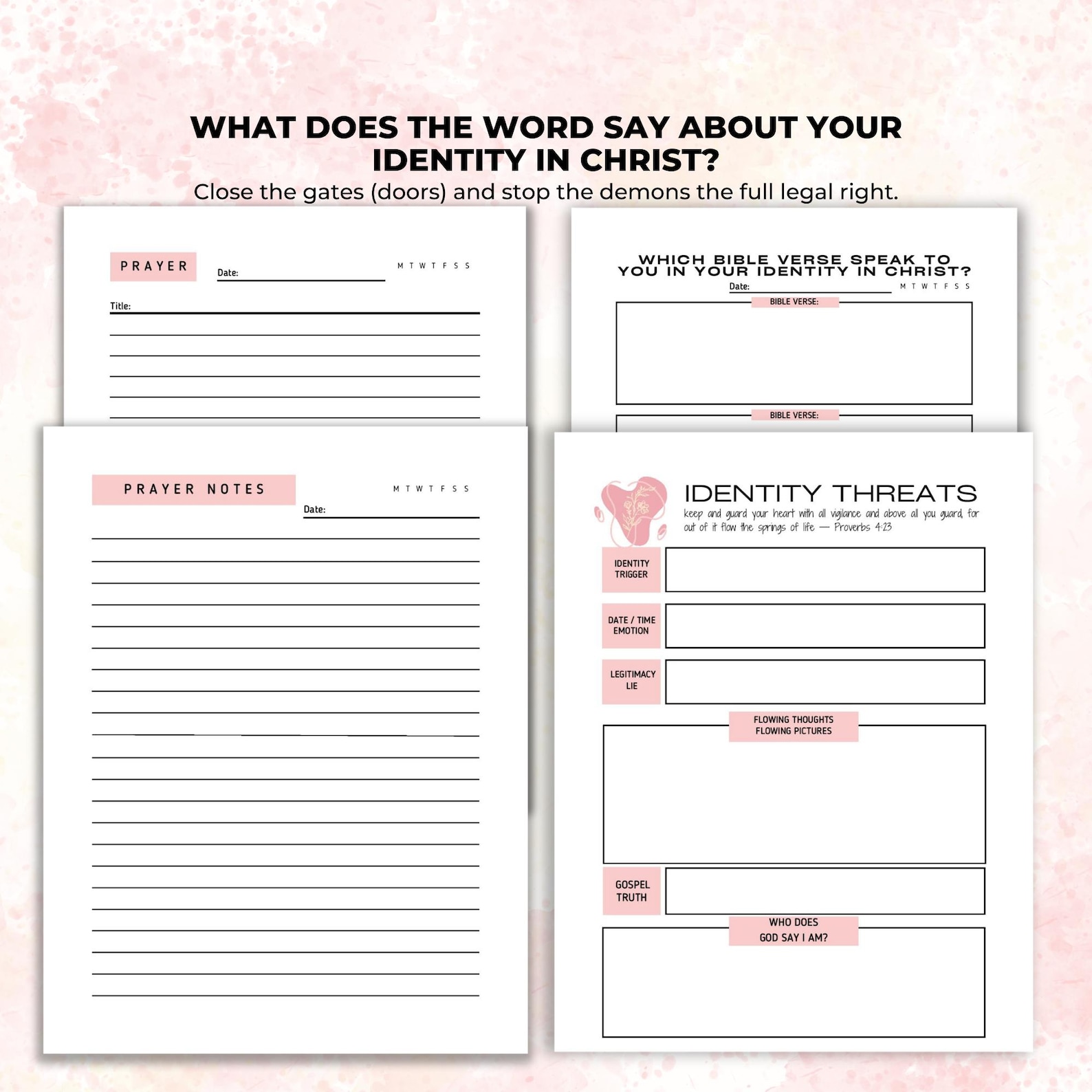 Identity in Christ Worksheet Journal Printable Scripture Words ...