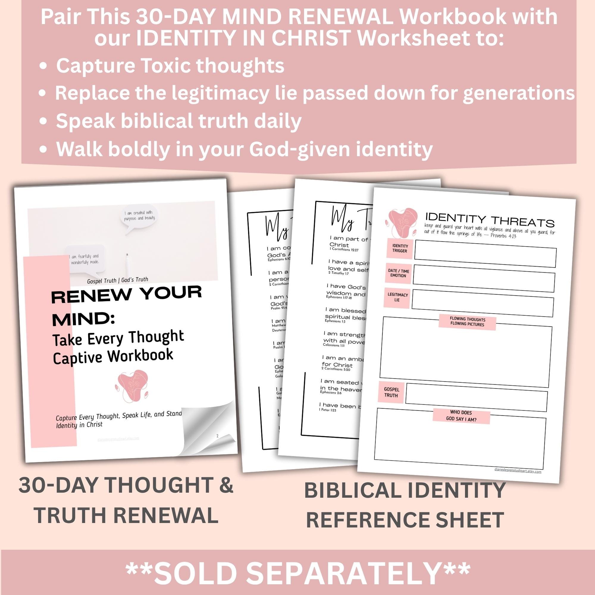 Identity in Christ Worksheet Journal Printable Scripture Words ...