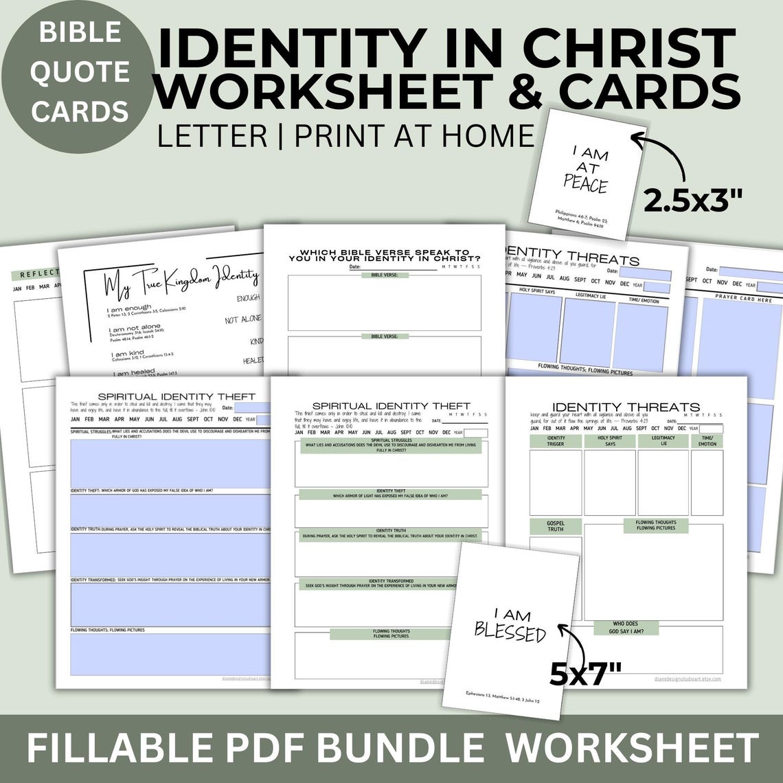 Printable Bundle Identity in Christ List PDF Fillable Worksheet ...