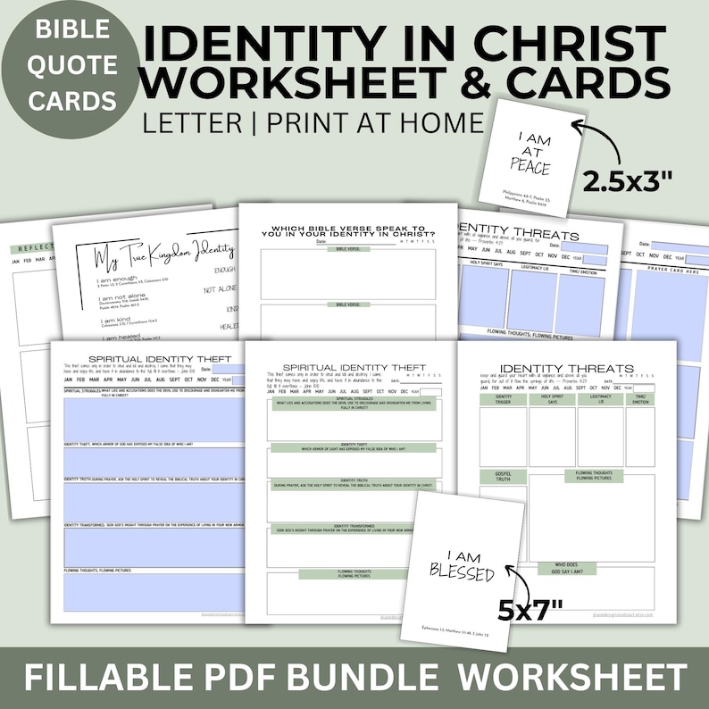 Printable Identity in Christ Affirmation Card Inner Work Self Awareness ...