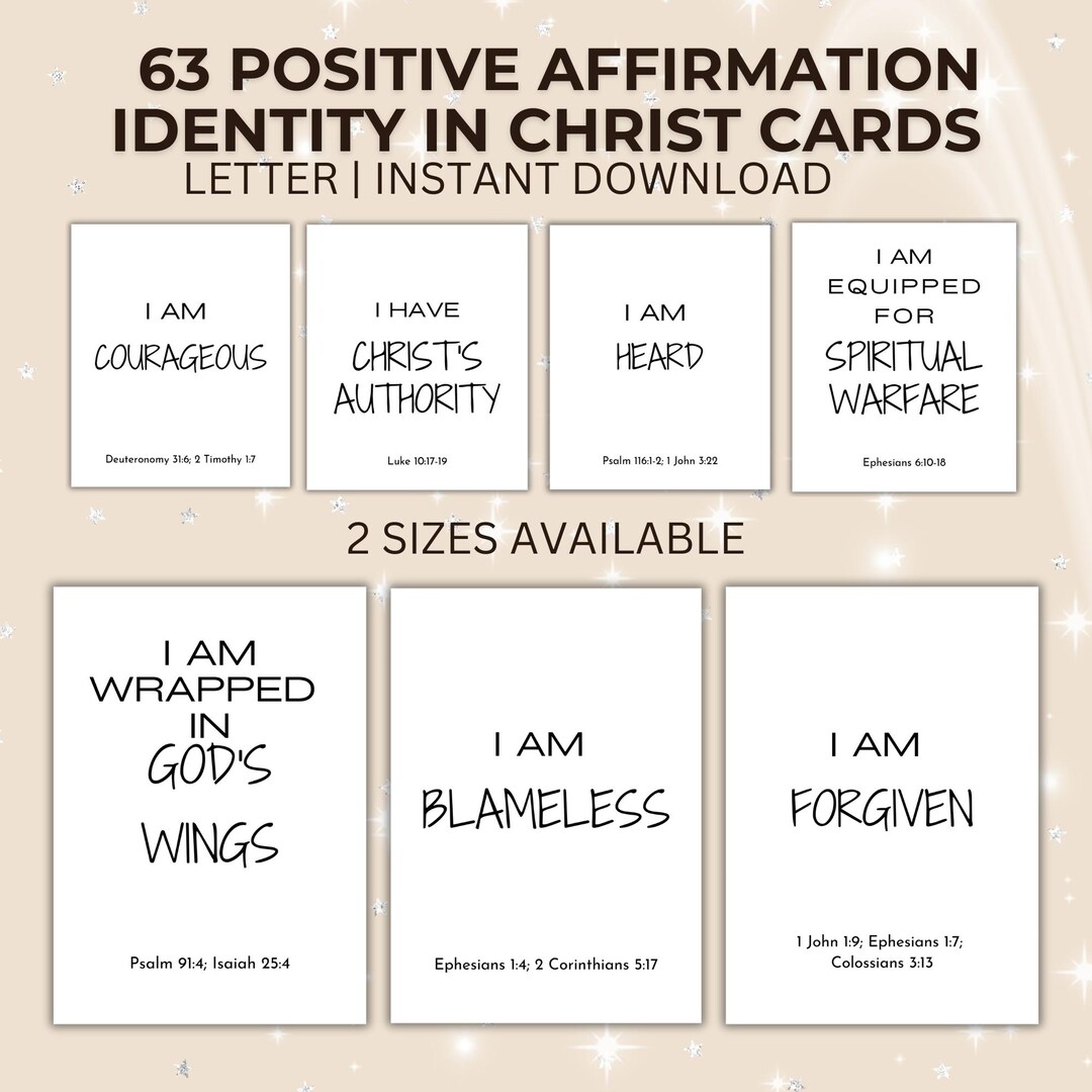 Positive Affirmation in Christ Bible Quote Study Card Printable Idea ...