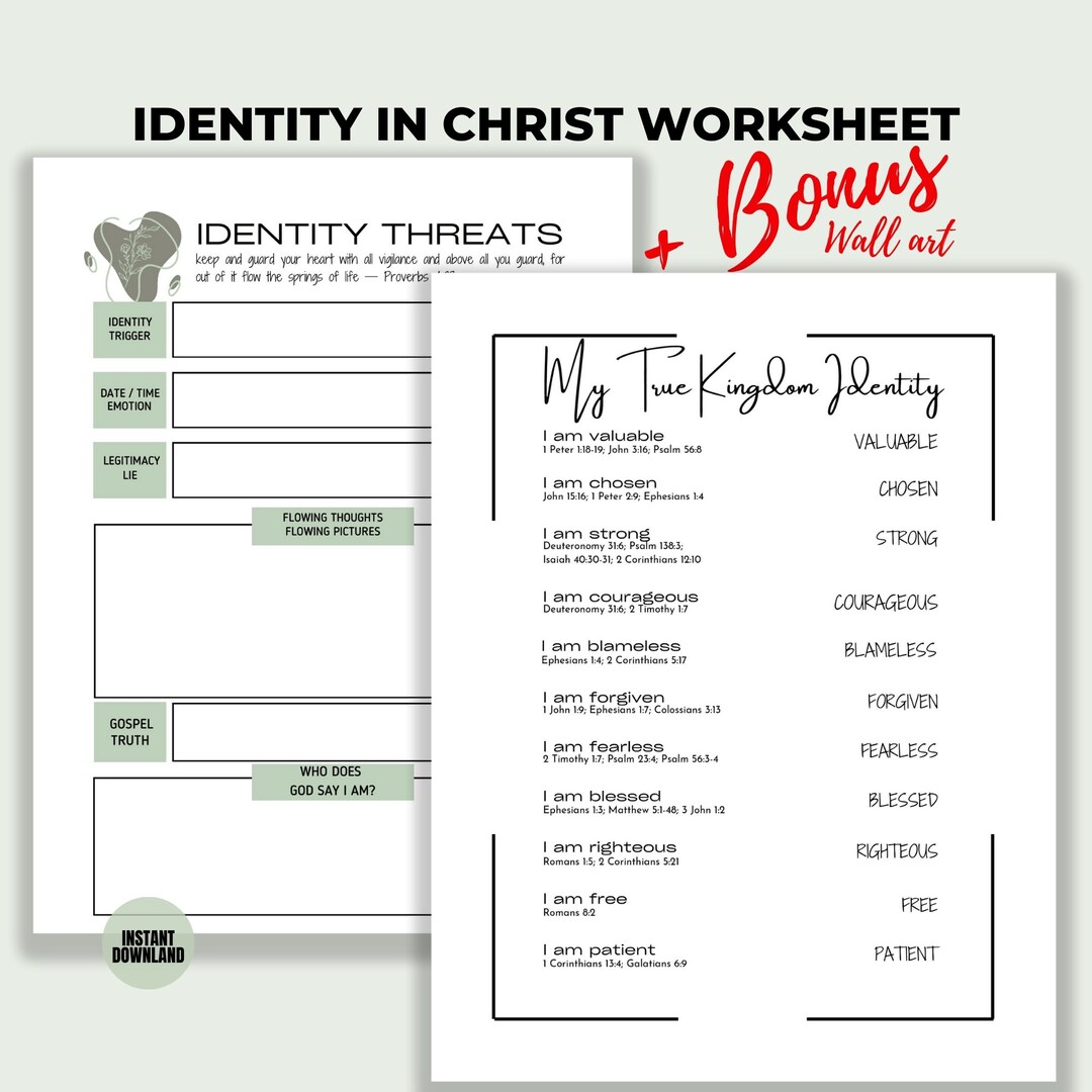 Christian Identity in Christ Worksheet Printable Prayer Journal ...