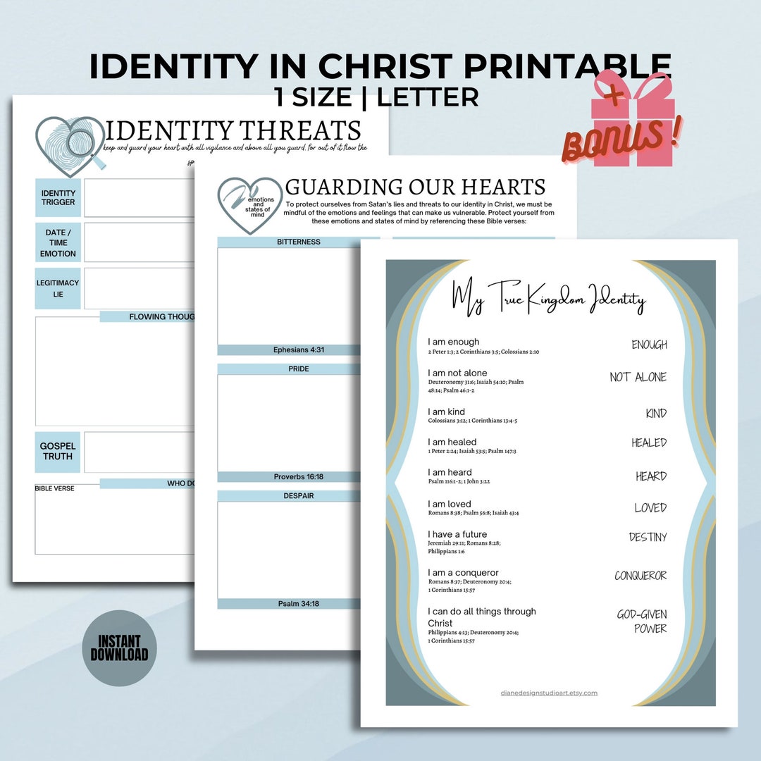 Printable Identity in Christ Printable Worksheet Printable Emotion ...