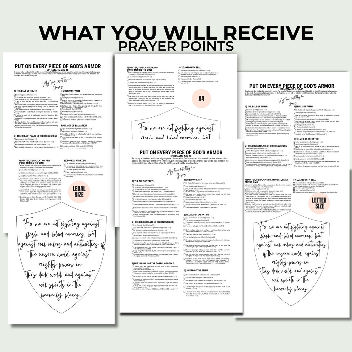 Full Armor of God Prayer Printable Christian Shield Prayer Point ...