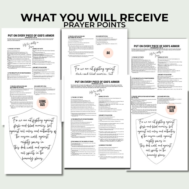 Full Armor of God Prayer Printable Christian Shield Prayer Point ...