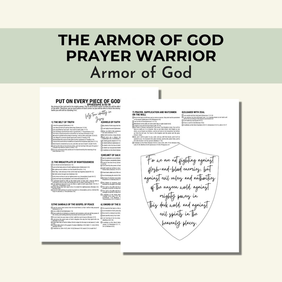 Armor of God Scripture Printable Prayer Warrior Scriptures Prayer Board ...