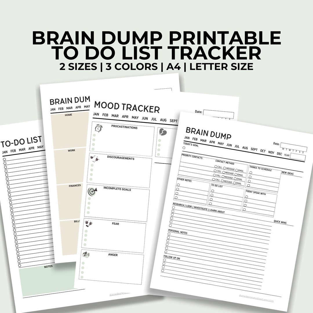 Brain Dump Template Printable to Do List Tracker Printable Template ...
