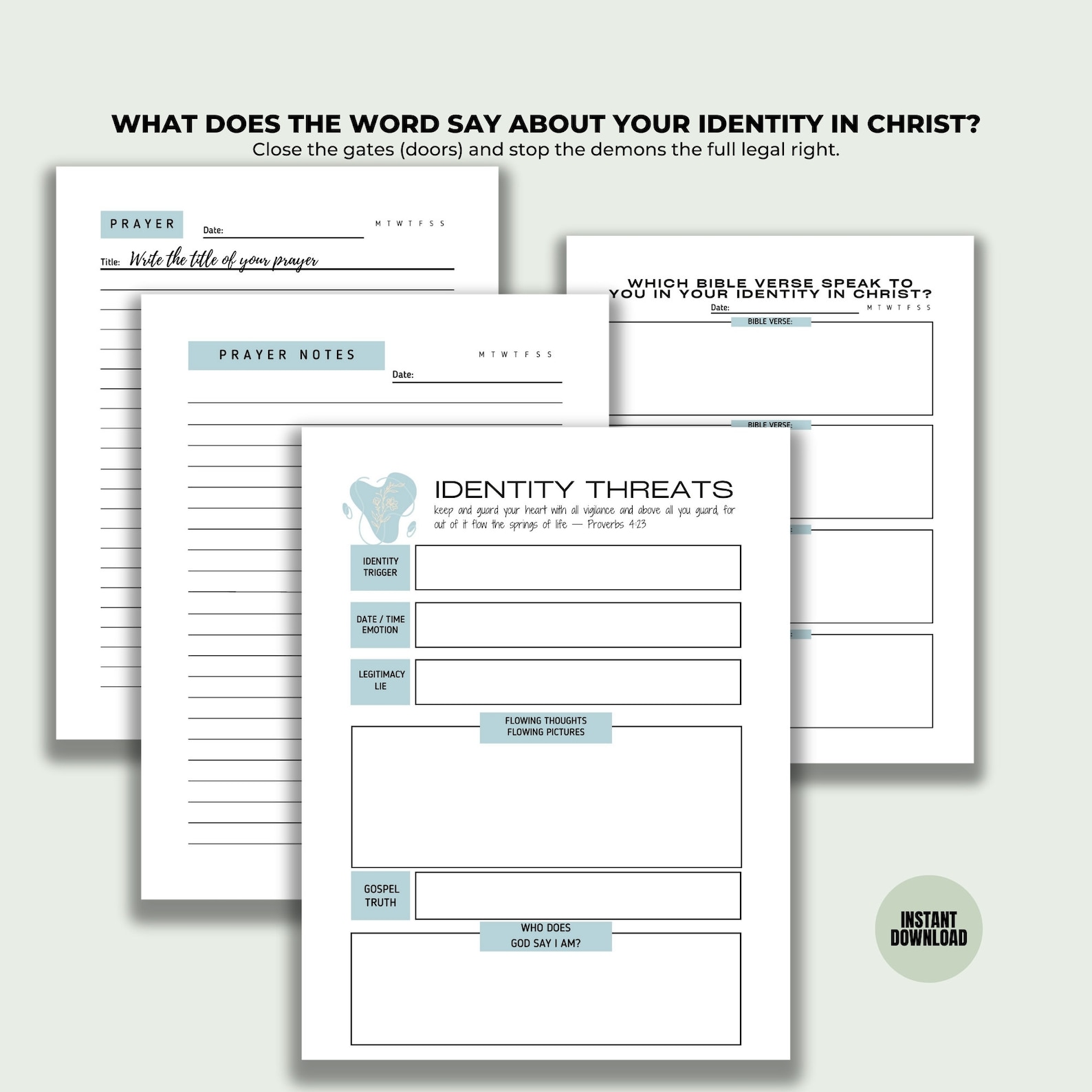 Identity in Christ Printable Worksheet Growing in Christ Worksheet ...