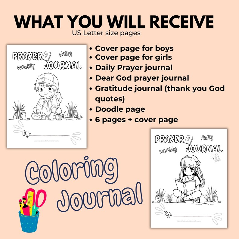 Daily Reflection Christian Prayer Prompt Journal Kid Coloring Prayer ...