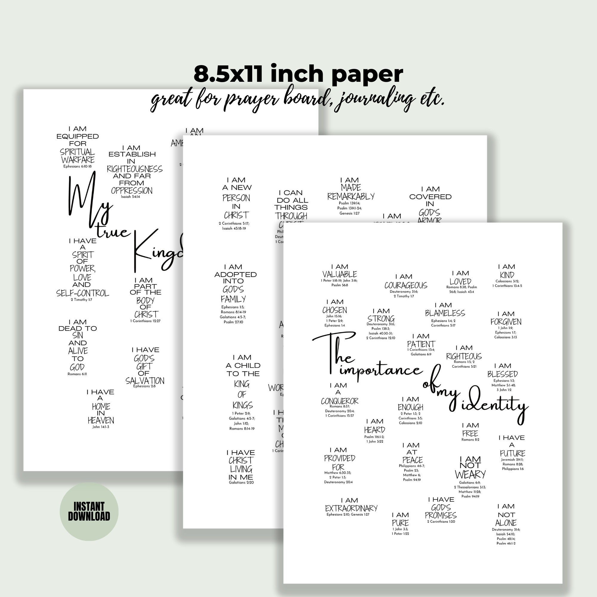 Identity in Christ Printable Worksheet Growing in Christ Worksheet ...