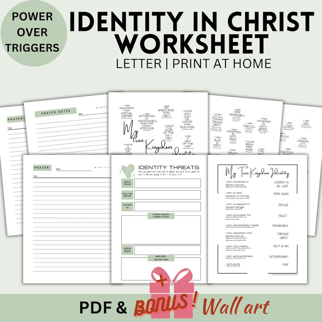 Christian Identity in Christ Worksheet Printable Identity in Christ ...
