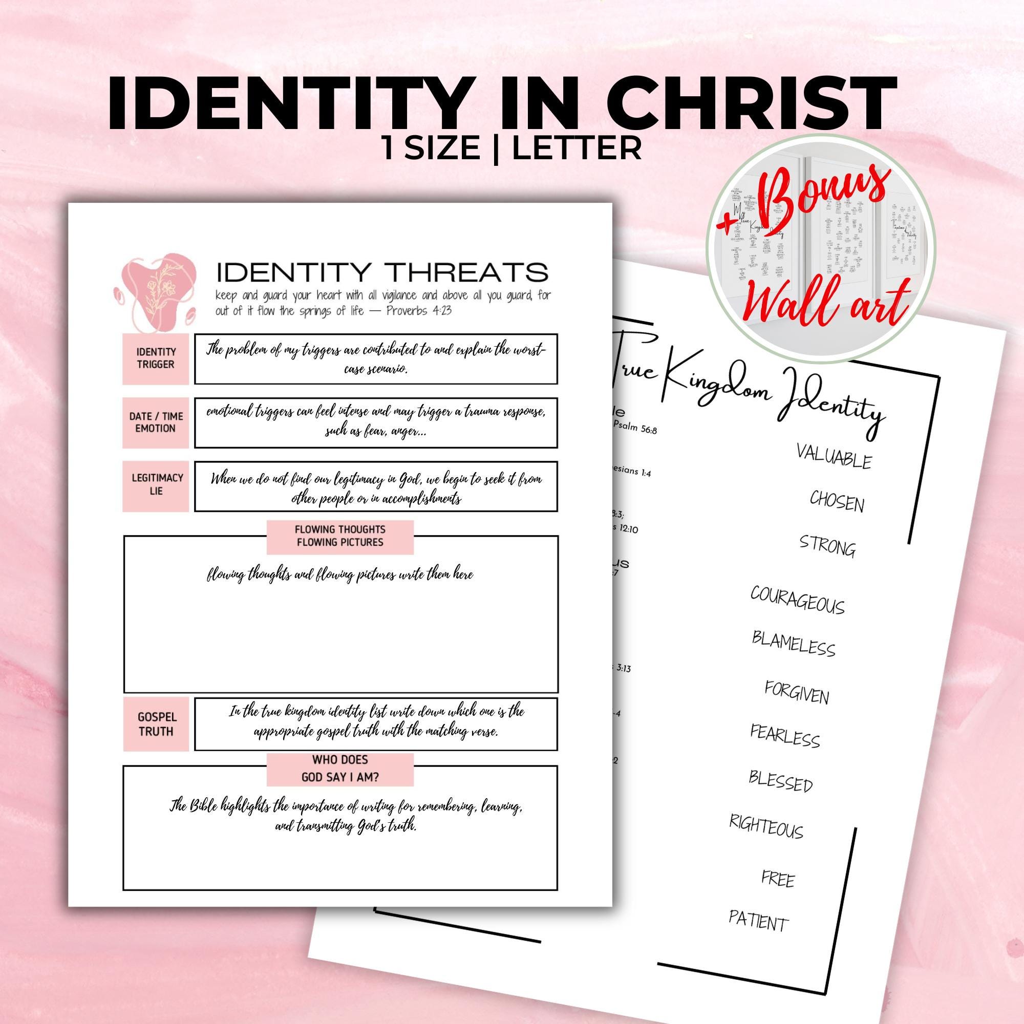 Identity in Christ Worksheet Printable Christian Identity Pink Journal Insert Scripture Words ...