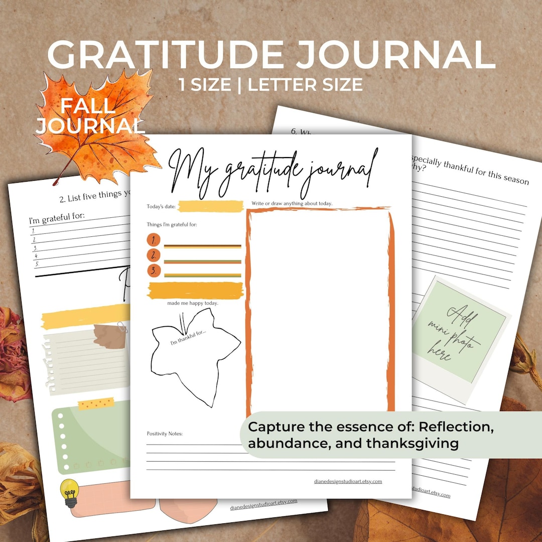 Thankfulness Journal Printable Fall Gift Gratitude Journal Printable ...