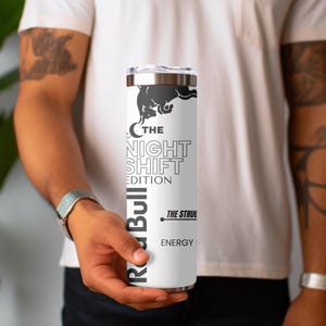 Night Shift Edition Redbull Tumbler Designs, 20oz White Skinny Tumbler ...
