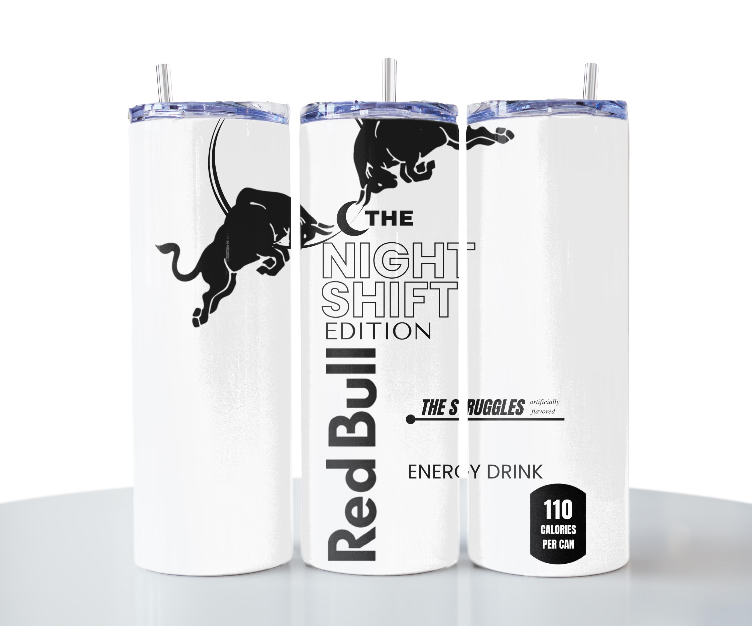 Night Shift Edition Redbull Tumbler Designs, 20oz White Skinny Tumbler ...