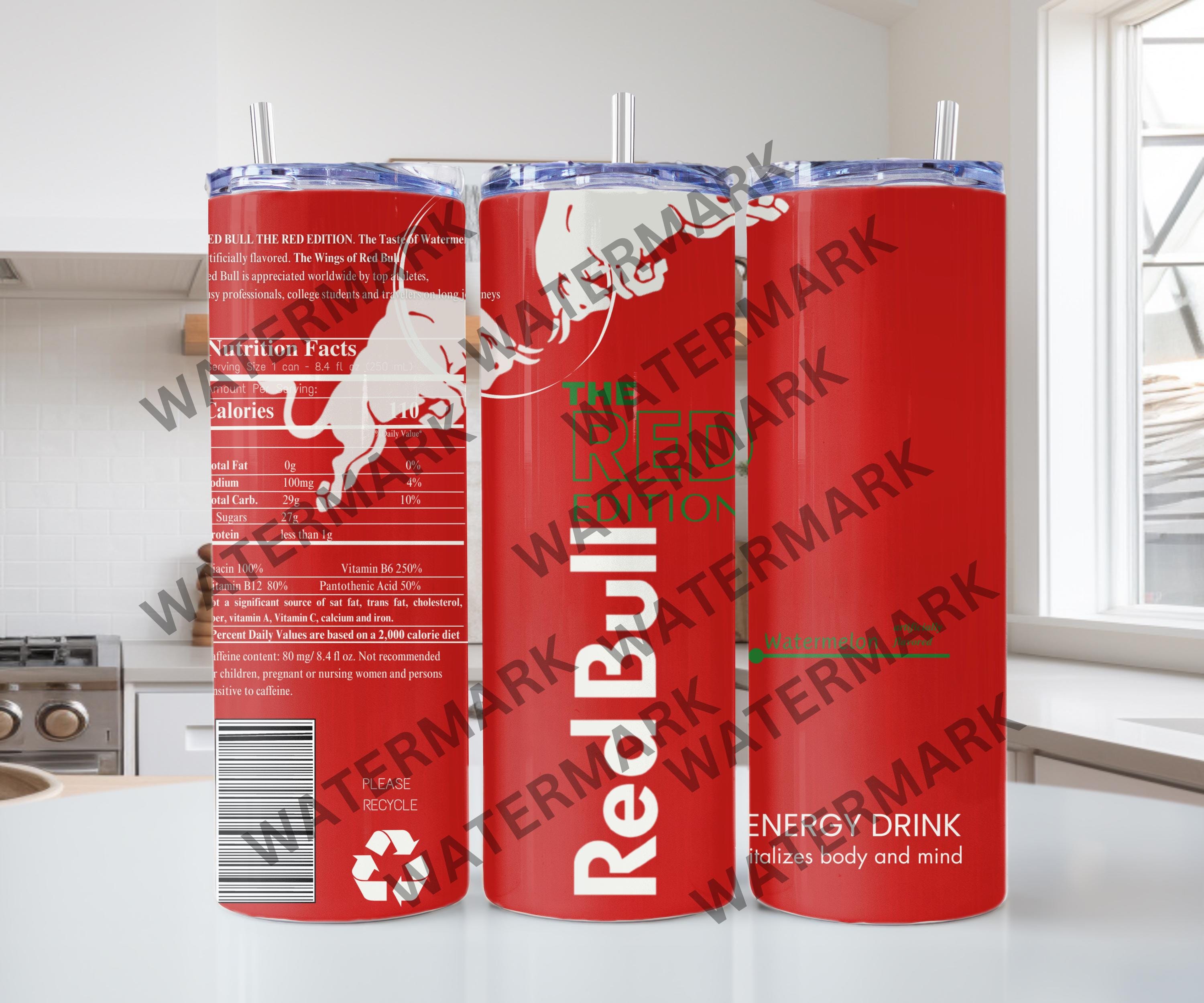 Redbull Red Edition Tumbler Designs, 20oz Skinny Tumbler Wrap, 9.35 in ...