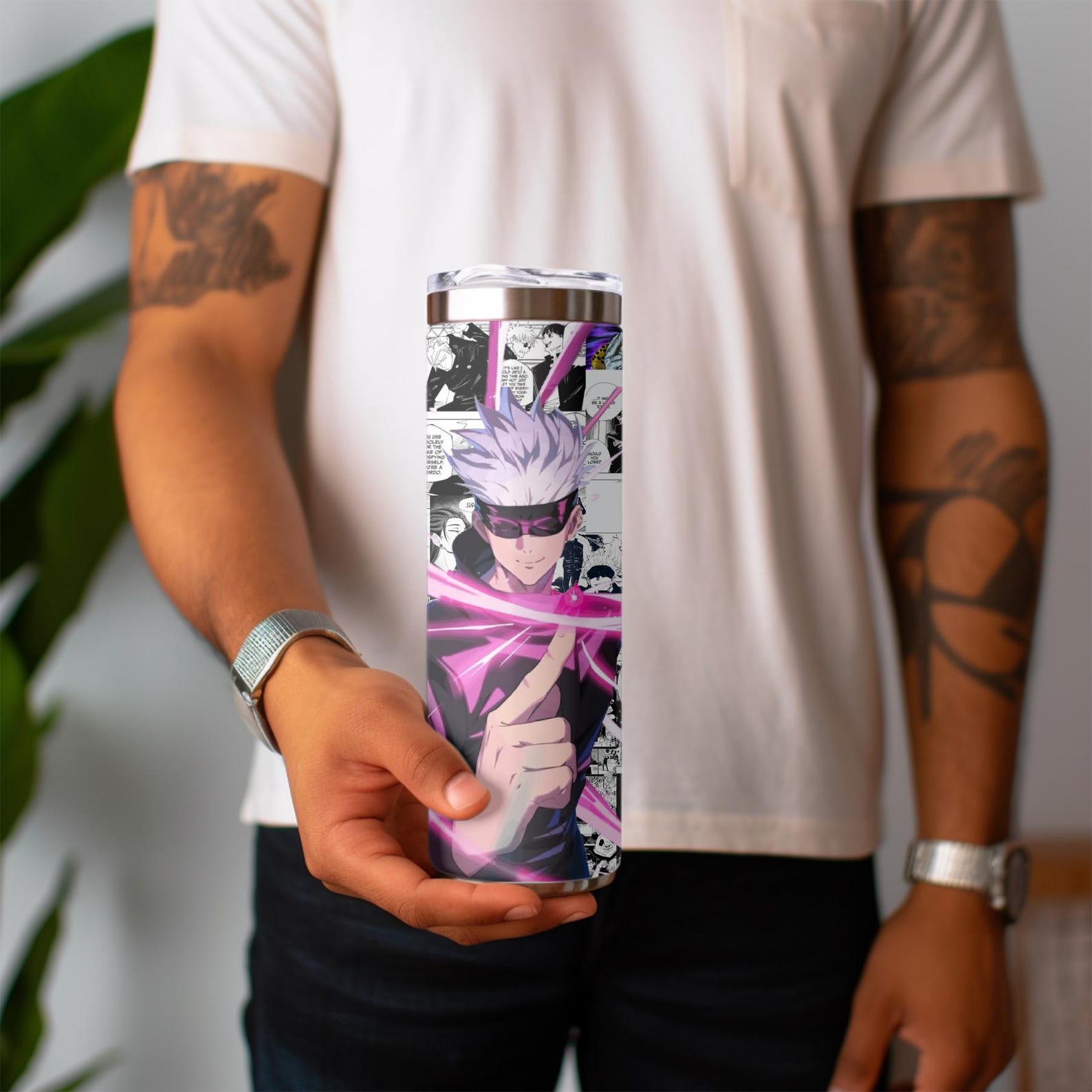 Satoru Gojo Manga Tumbler Digital Designs, 20oz Skinny Tumbler Wrap, 9. ...