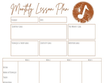 Weekly Lesson Plan Music Teaching Printable - Etsy