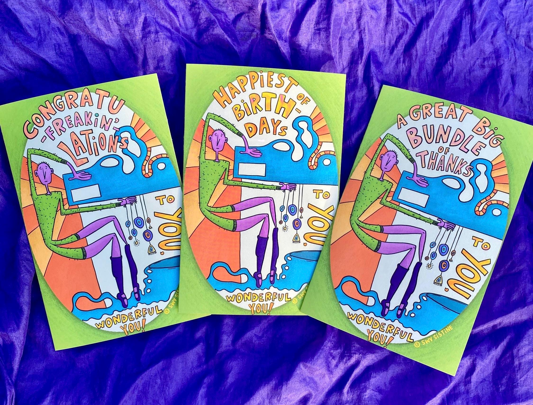 Birthday / Thank You / Congratulations Cards Original Illustration Art ...