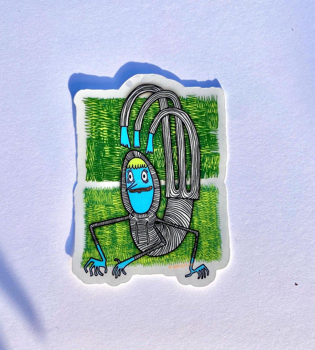 Blue Tri-ped Contortion Demon Holographic Original Sticker Art - Etsy