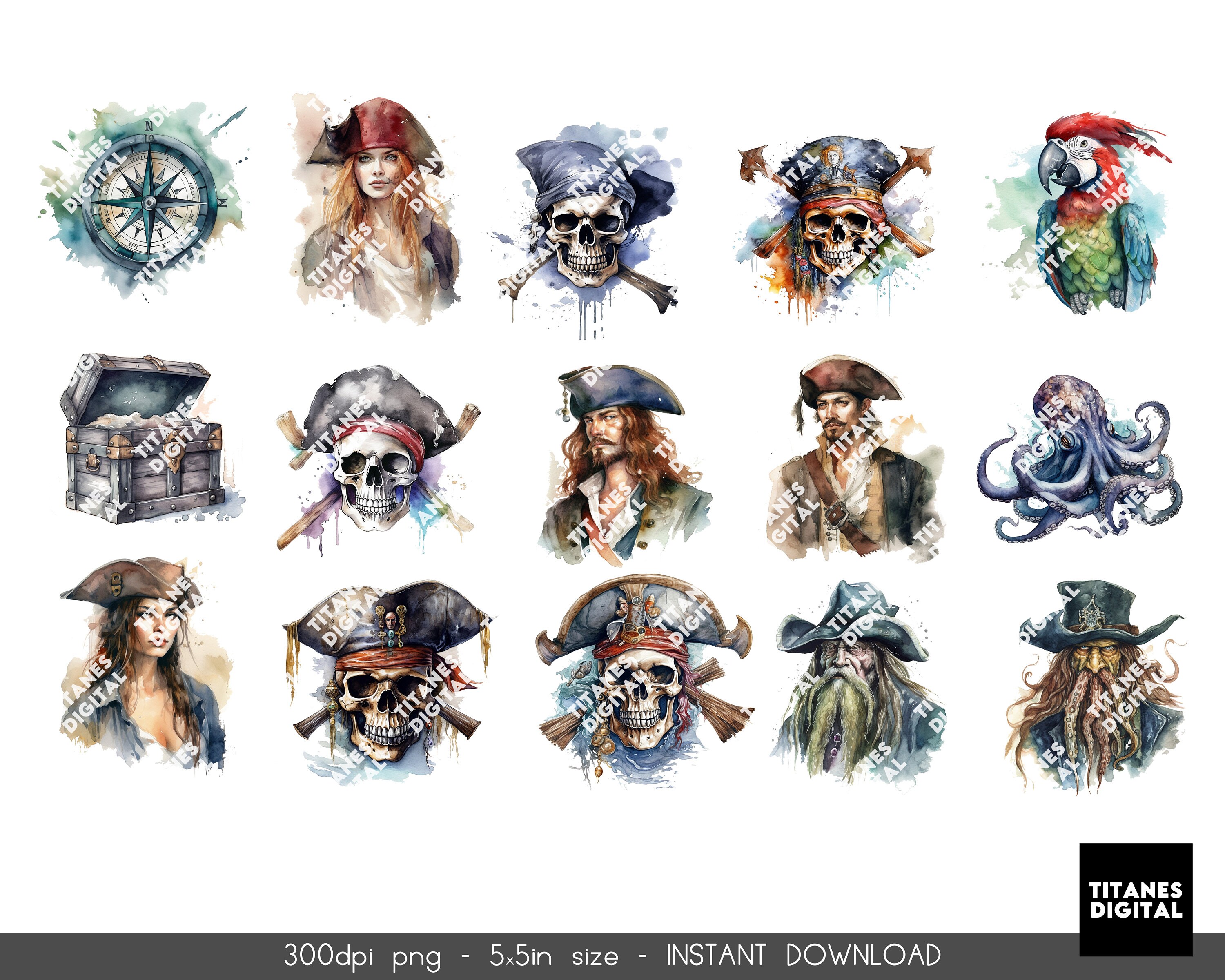 Pirate Clipart Pirates PNG Ephemera Scrapbook Caribbean - Etsy