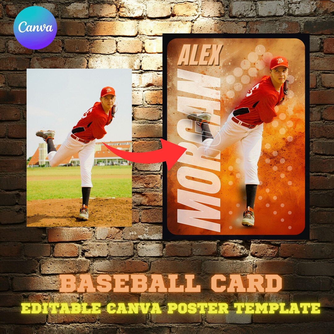 Baseball Card Poster Canva Template: Sports Senior Night Banner (2.5x3 ...
