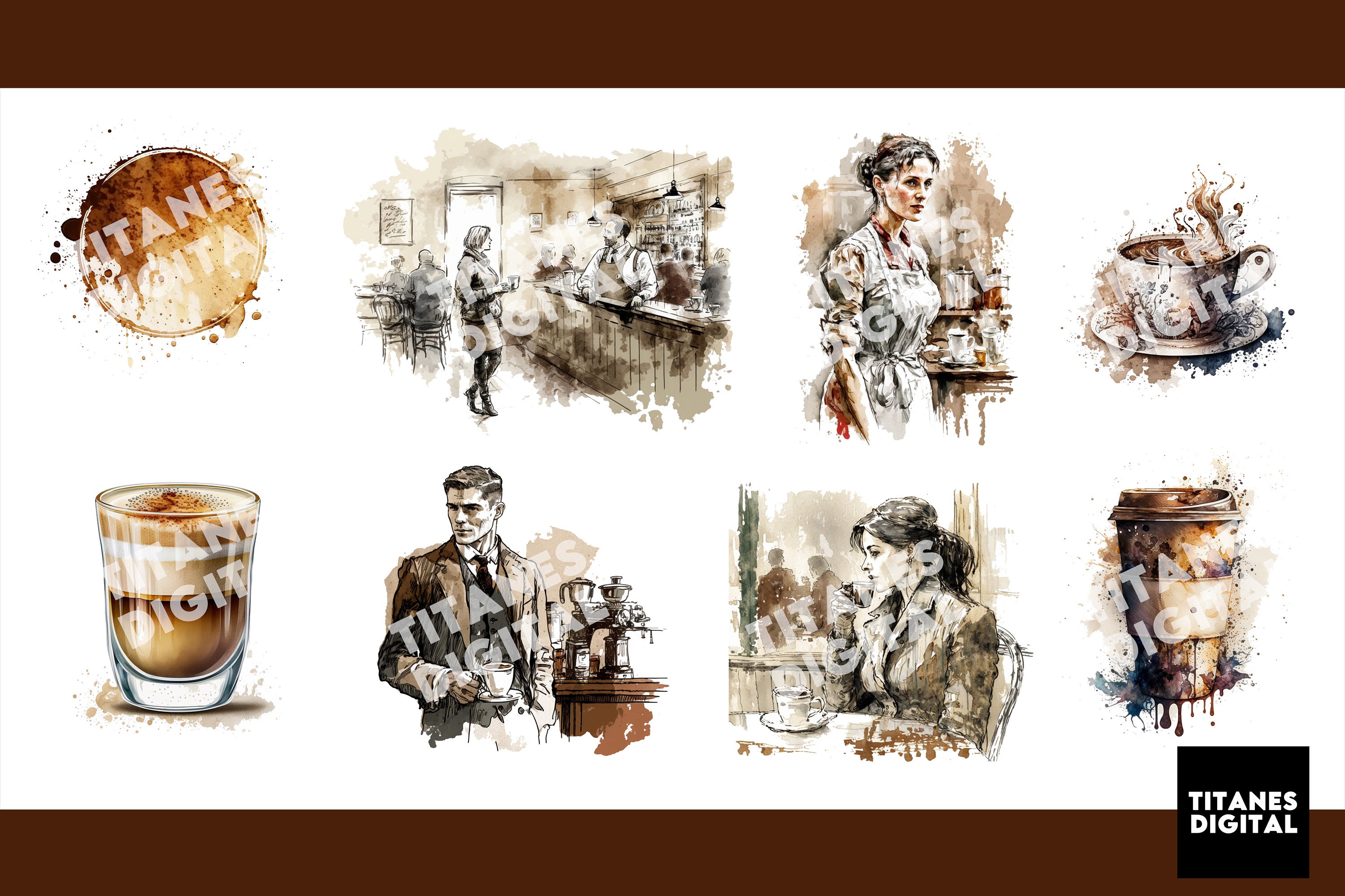 Coffee Shop Clip Art Cafe Clip Art Png Digital Watercolor - Etsy Australia