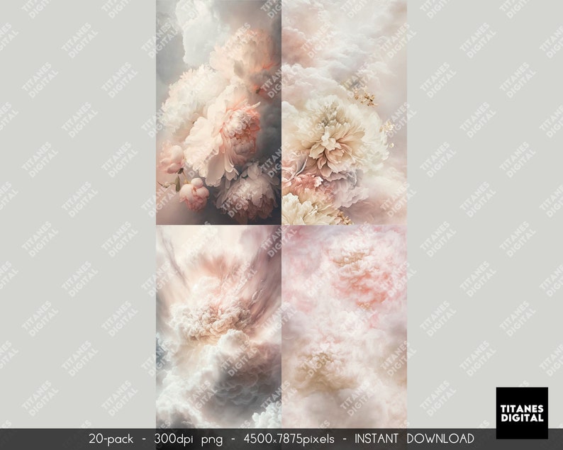 20 Soft Neutral Floral Fine Art Digital Backdrops Photoshop - Etsy
