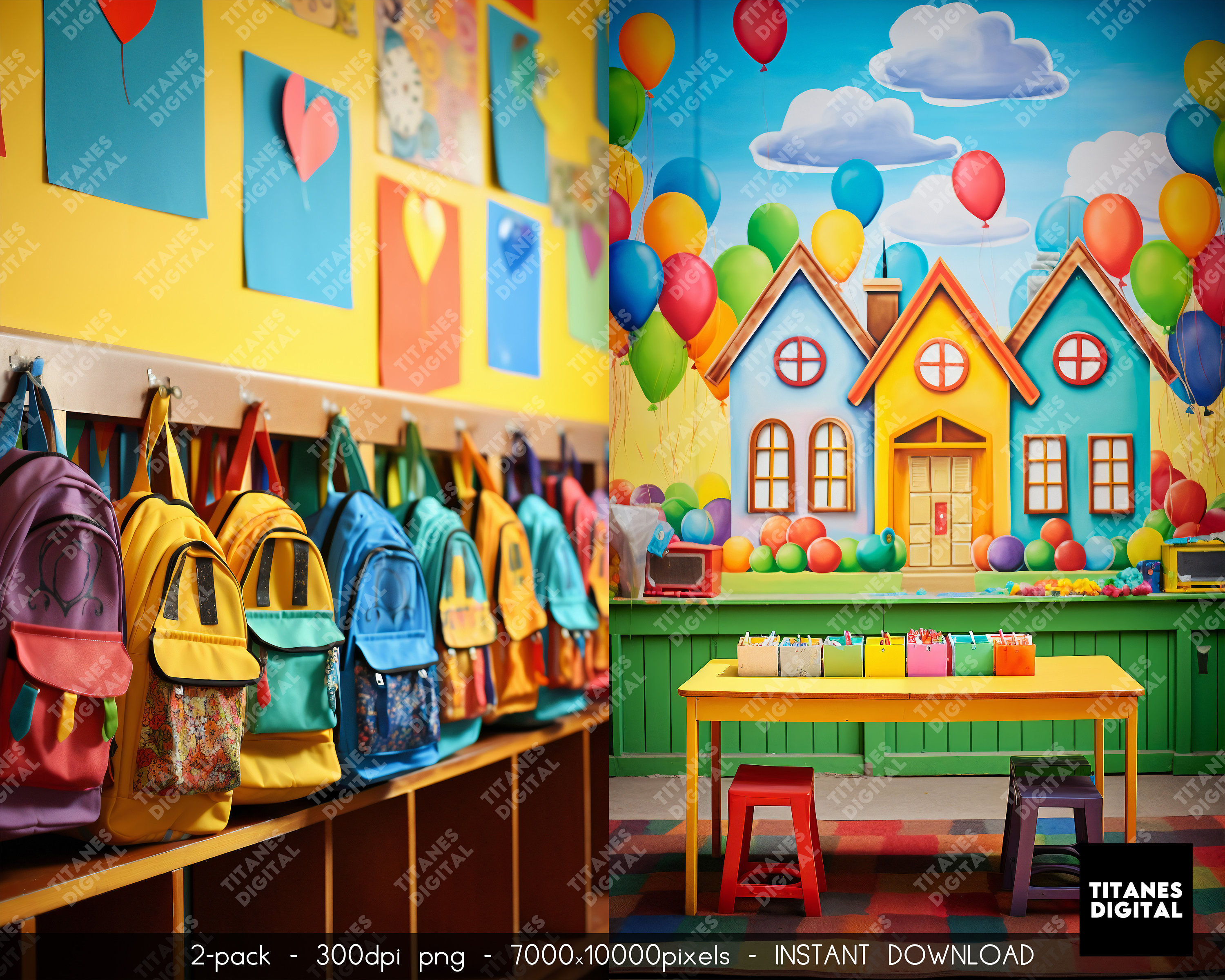 Pre School Background Back to School Digital Backdrops - Etsy