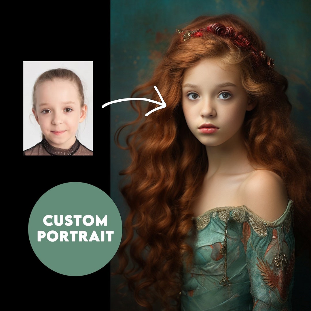 Princess Mermaid Portrait, Custom Princess Portrait, Personalized ...