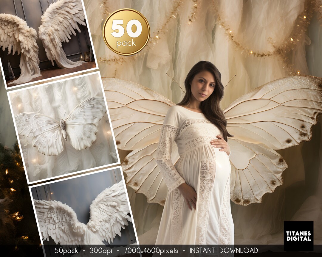50 Angel Wings Digital Backdrops, Christmas Angel Backdrop, Butterfly ...