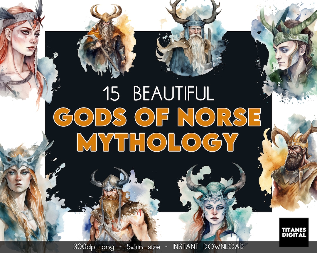 Gods of Norse Mythology PNG, Thor Clipart, Loki Clipart, Watercolor ...