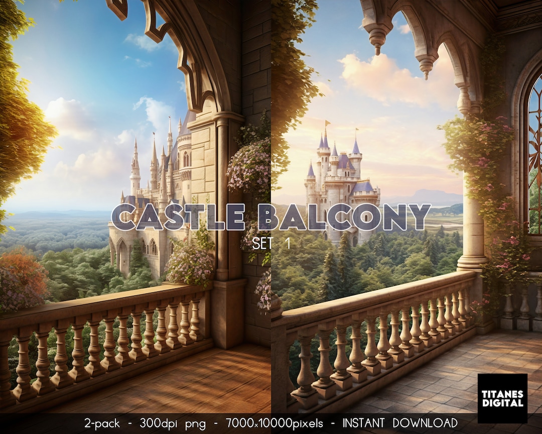 Castle Balcony Fantasy Digital Background, Castle Backdrop, Fine Art ...