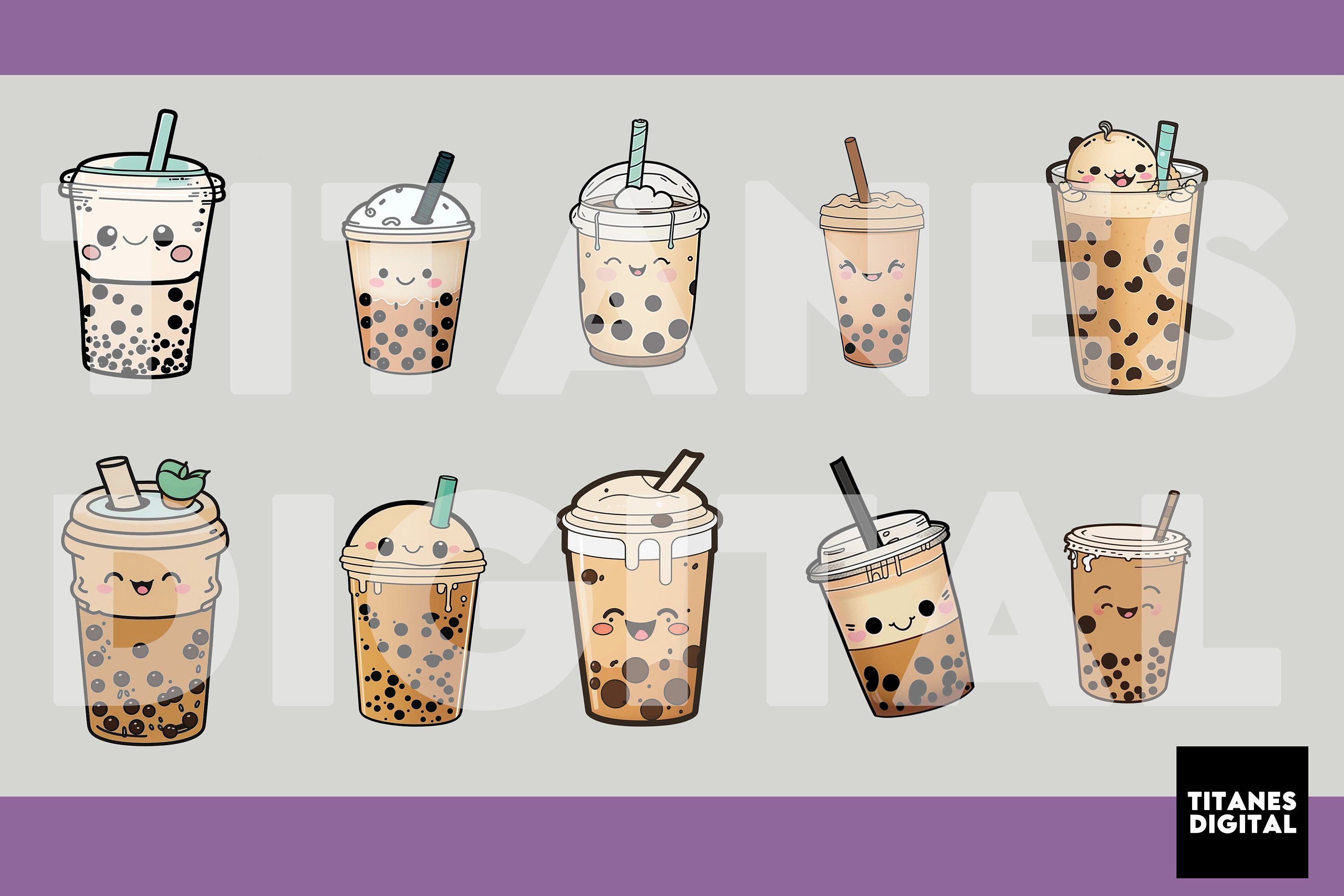 Cute Boba Tea Drink Clipart PNG Bundle Cute Bubble Tea - Etsy Australia