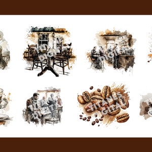Coffee Shop Clip Art, Cafe Clip Art, Png, Digital Watercolor, Digital ...