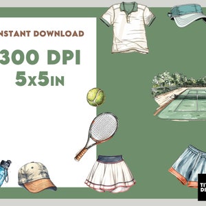 Watercolor Tennis Clipart, Tennis Ball Clip Art, Kids Sport Clip Art ...