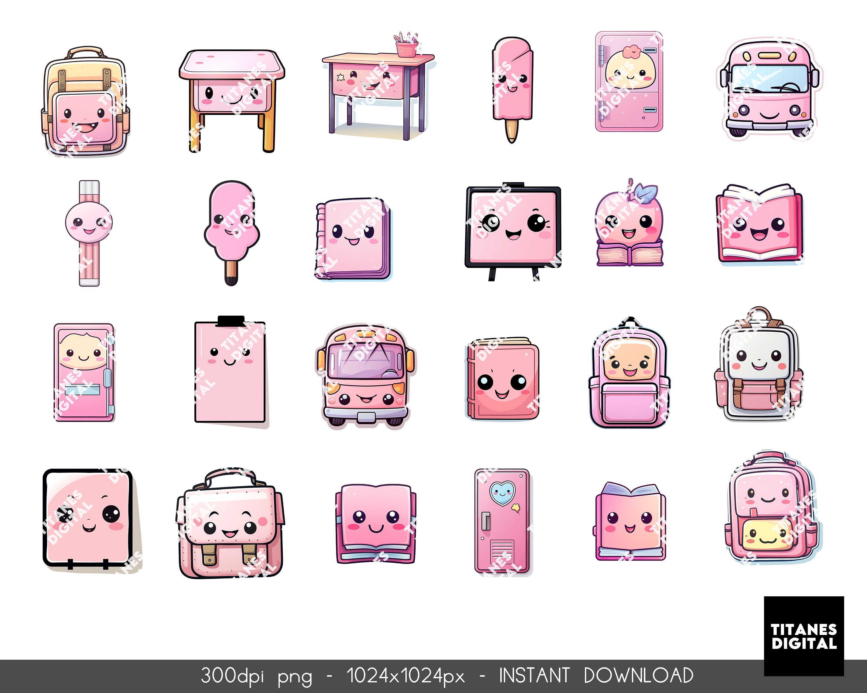 Cute Pink School Supplies PNG Bundle Cute Back to School - Etsy Australia