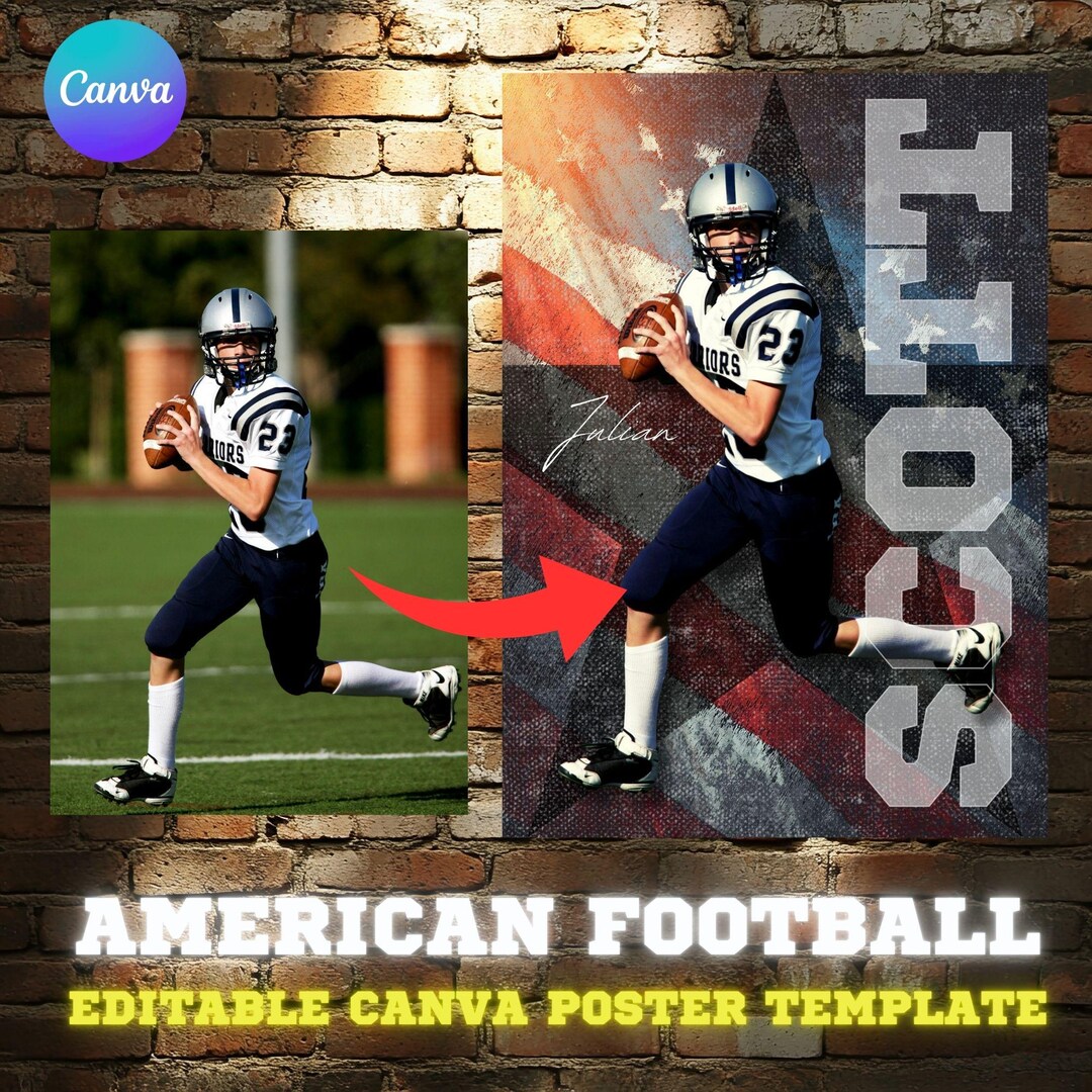Football Poster Canva Template: Custom Sports, Senior Night (2.5x3.5 ...