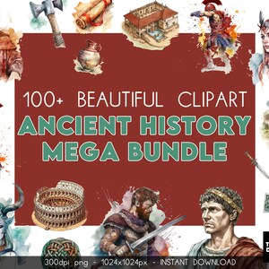100 Ancient History Clipart Bundle, Celtic Watercolor Clipart, Norse ...