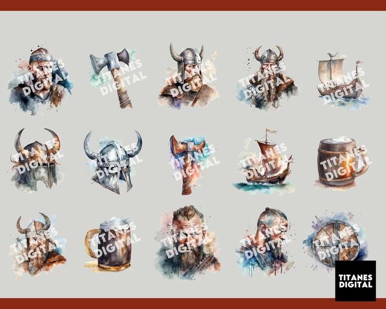 Warrior Viking Clip Art PNG Norsemen Clipart Vikings - Etsy