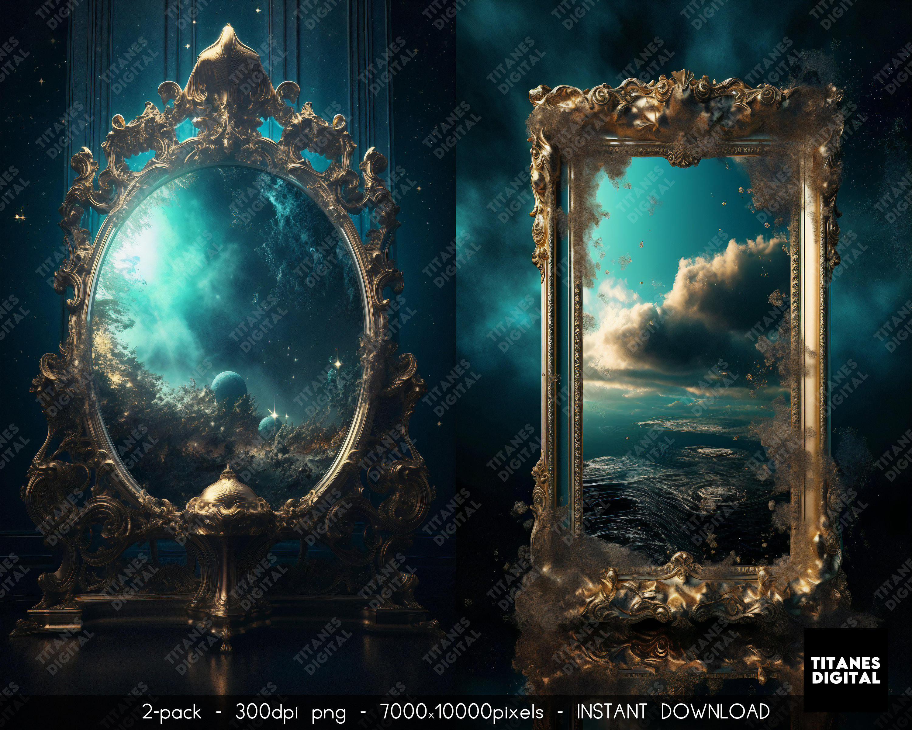 Mirror of Dreams Digital Backdrops Fantasy Mirror Digital - Etsy