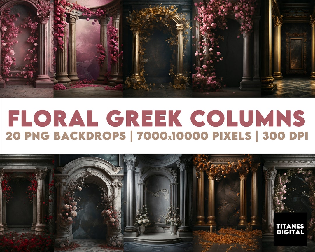 20 Floral Greek Column Digital Backdrops Floral Column Arc - Etsy