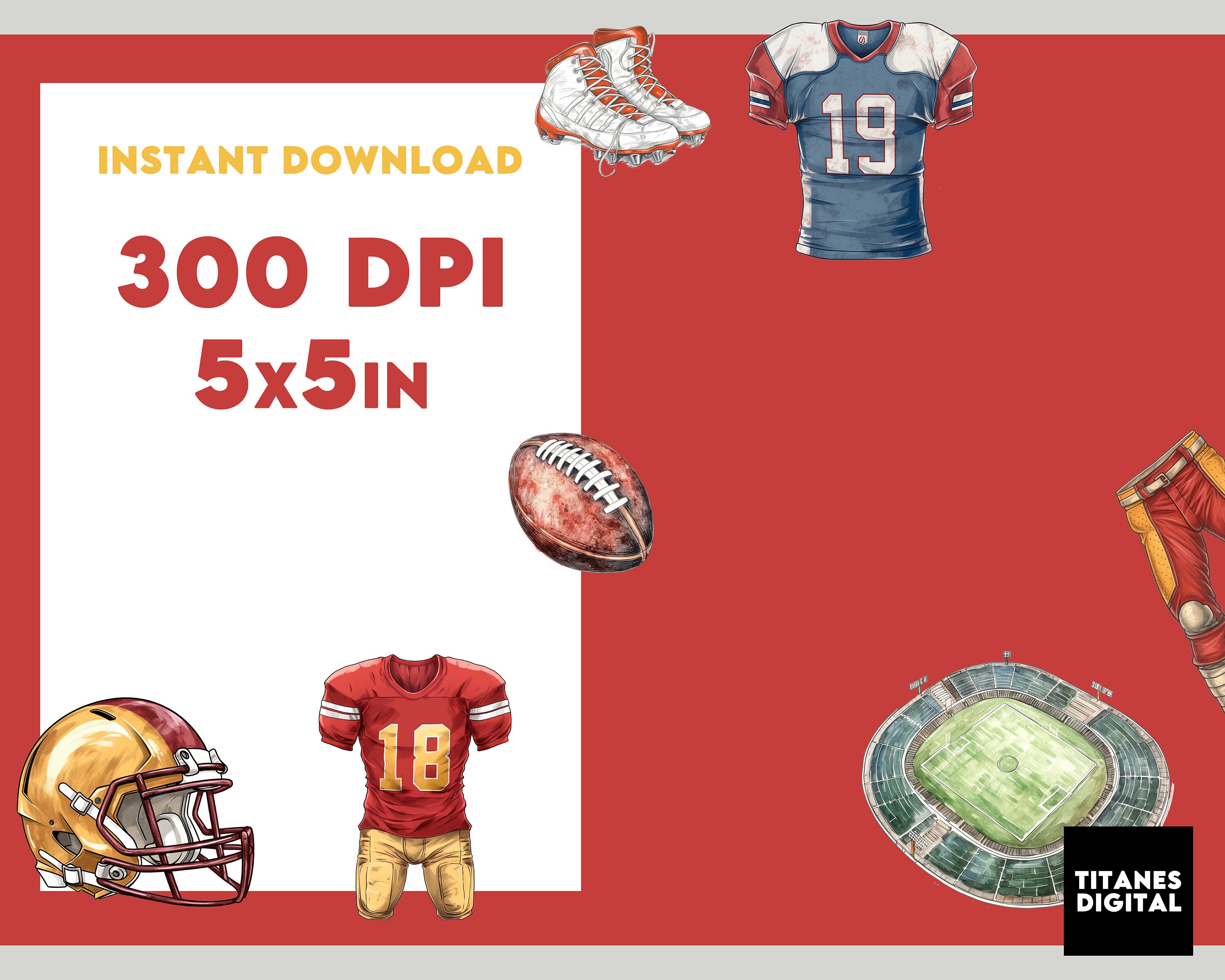 Watercolor American Football Clipart Sports Clip Art Kids - Etsy